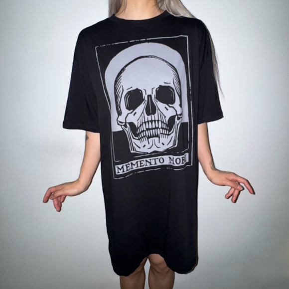 Disturbia | Dresses | Disturbia Memento Mori Skull T Shirt Dress | Poshmark